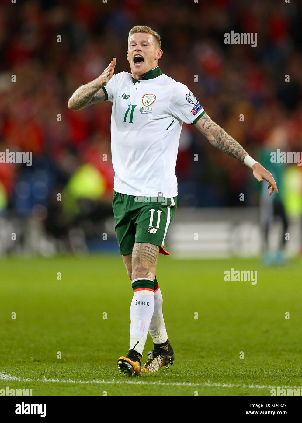 Republic of Ireland's James McClean aknowledges the fans after the ...