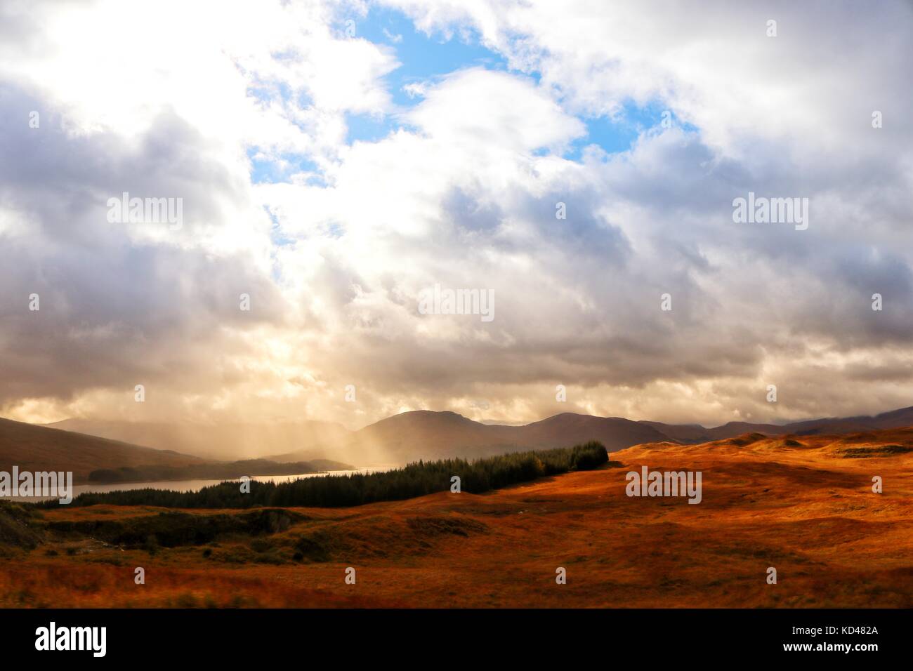 Sunset over Loch Tulla, Scotland, Highlands Stock Photo - Alamy