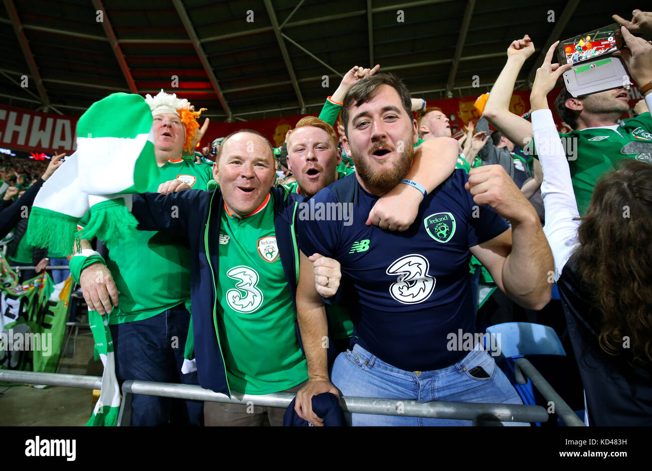Republic of Ireland fans celebrate in the stands after the final ...