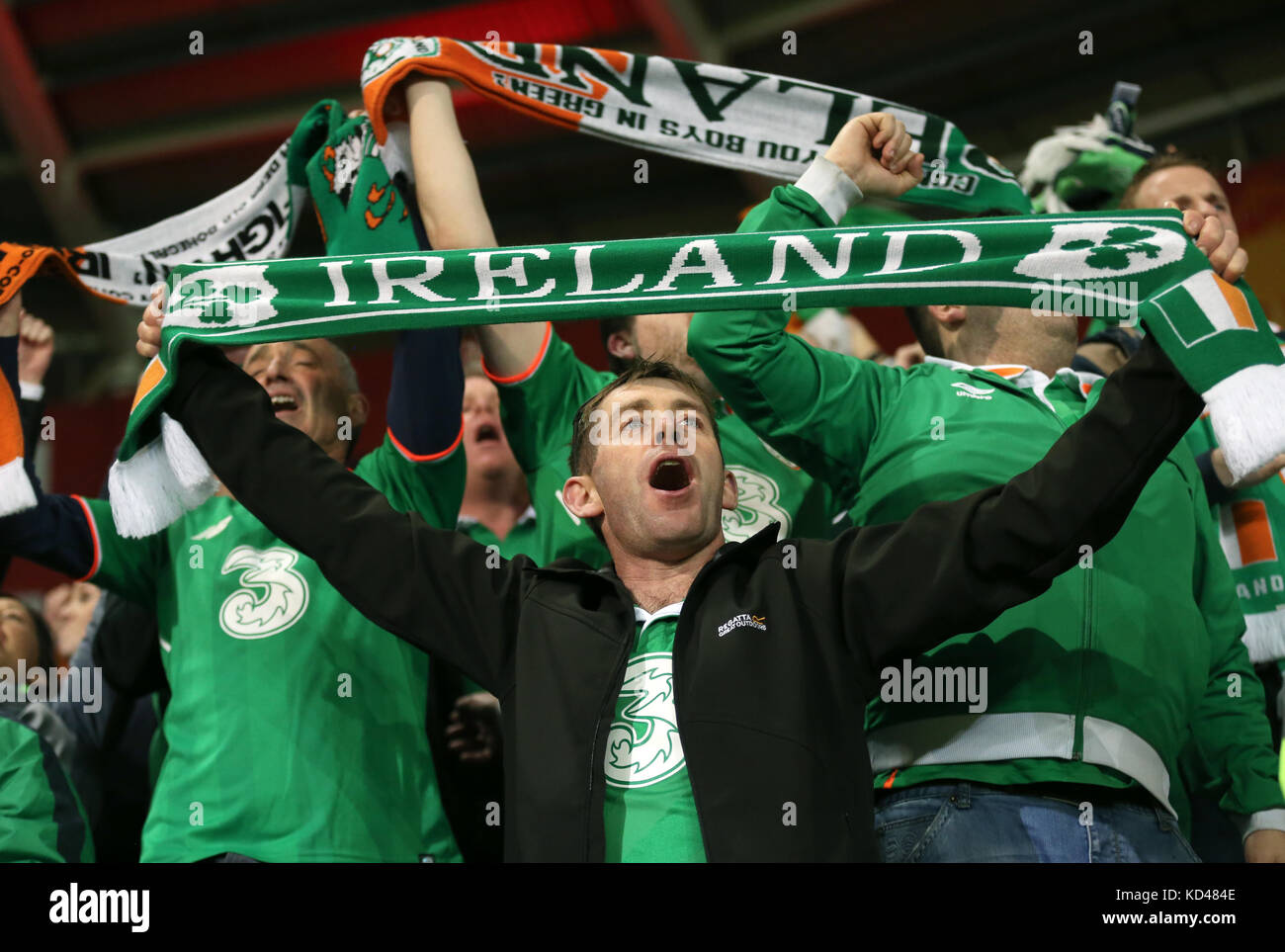 Republic of Ireland fans celebrate in the stands after the final ...