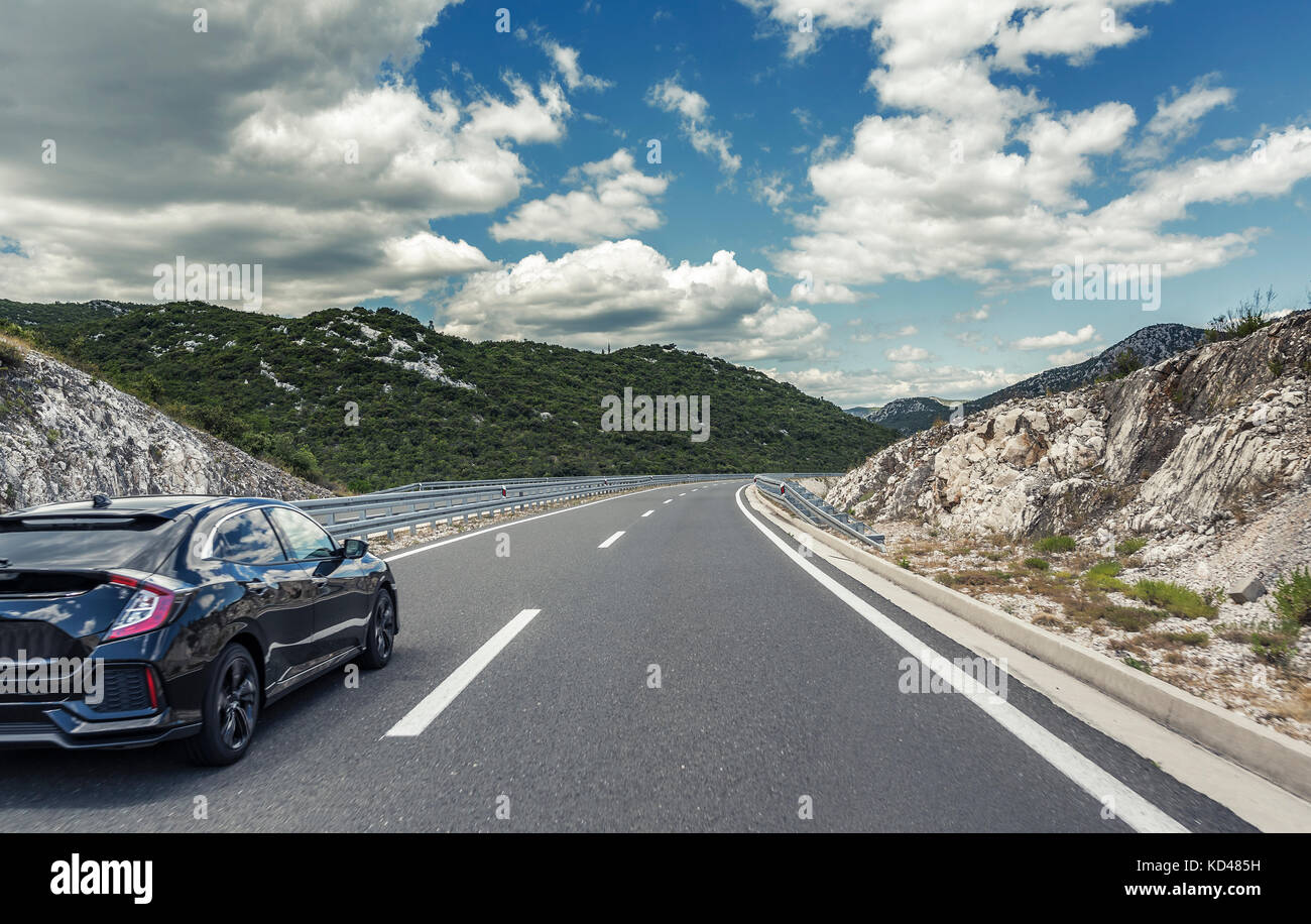 Car is driving on the high-speed highway Stock Photo - Alamy