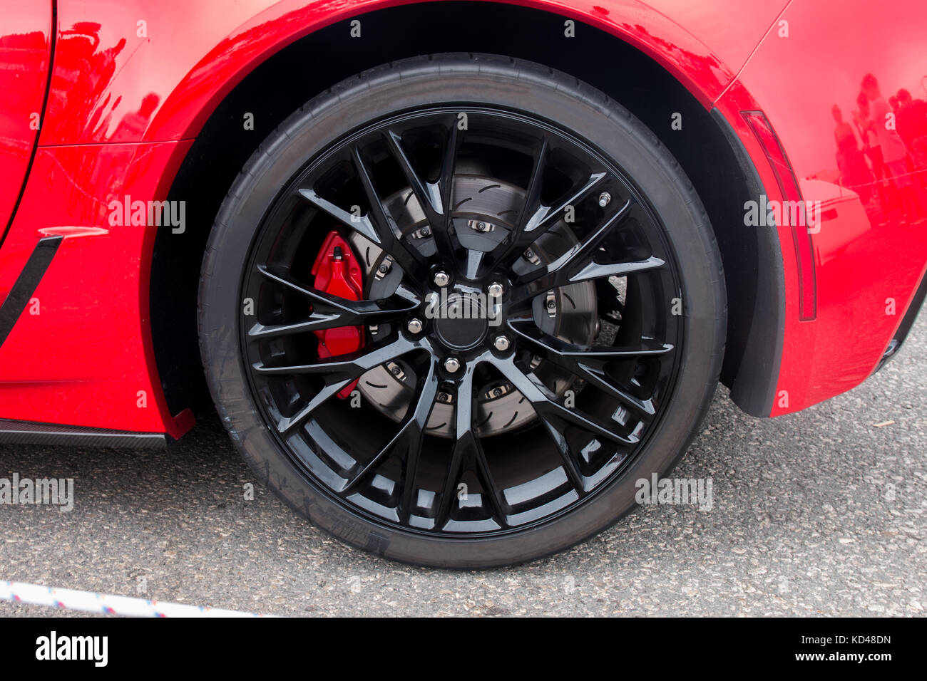 Close up view of a sports car wheel Stock Photo - Alamy