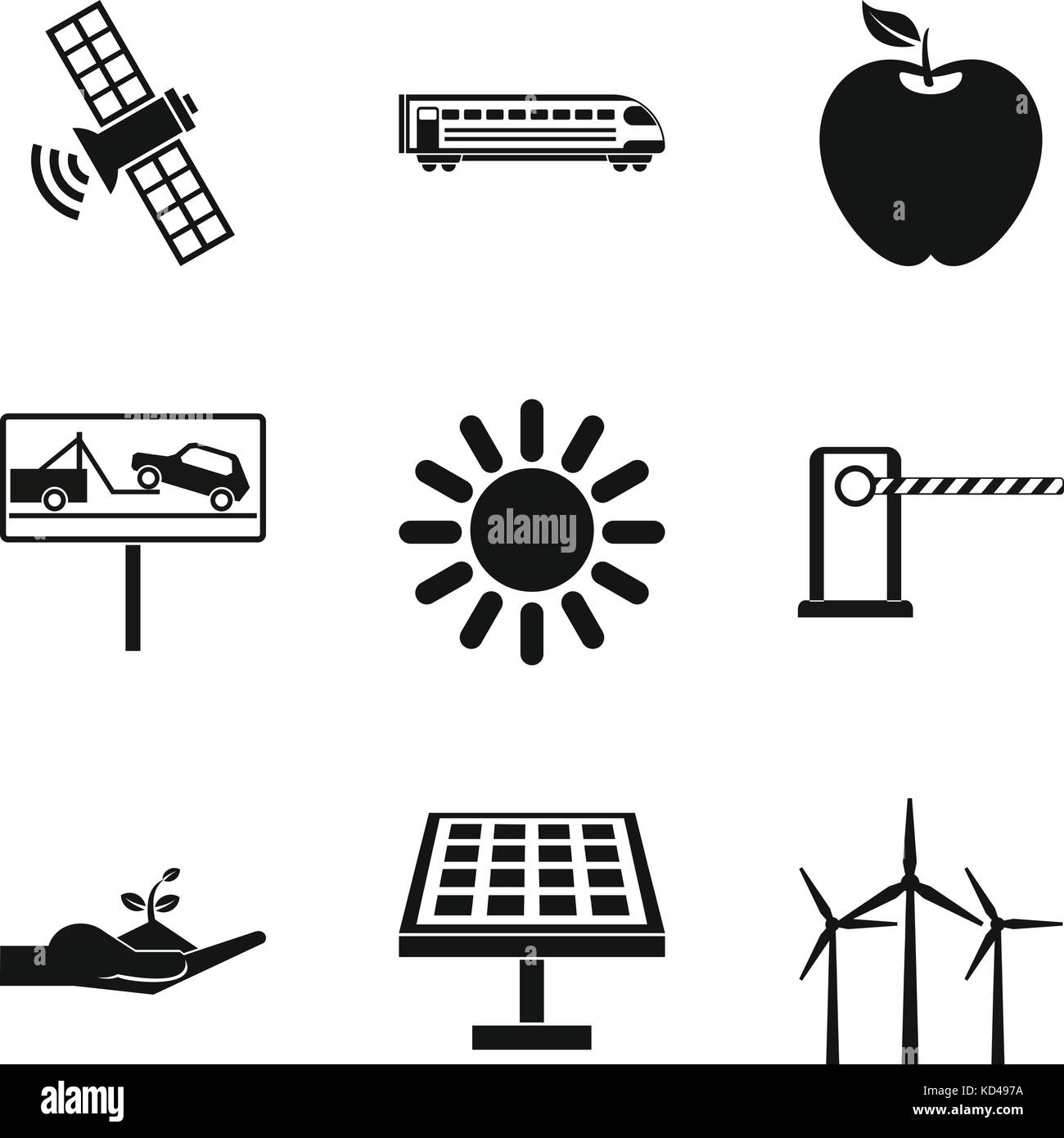 Renewable energy source icons set, simple style Stock Vector Image ...