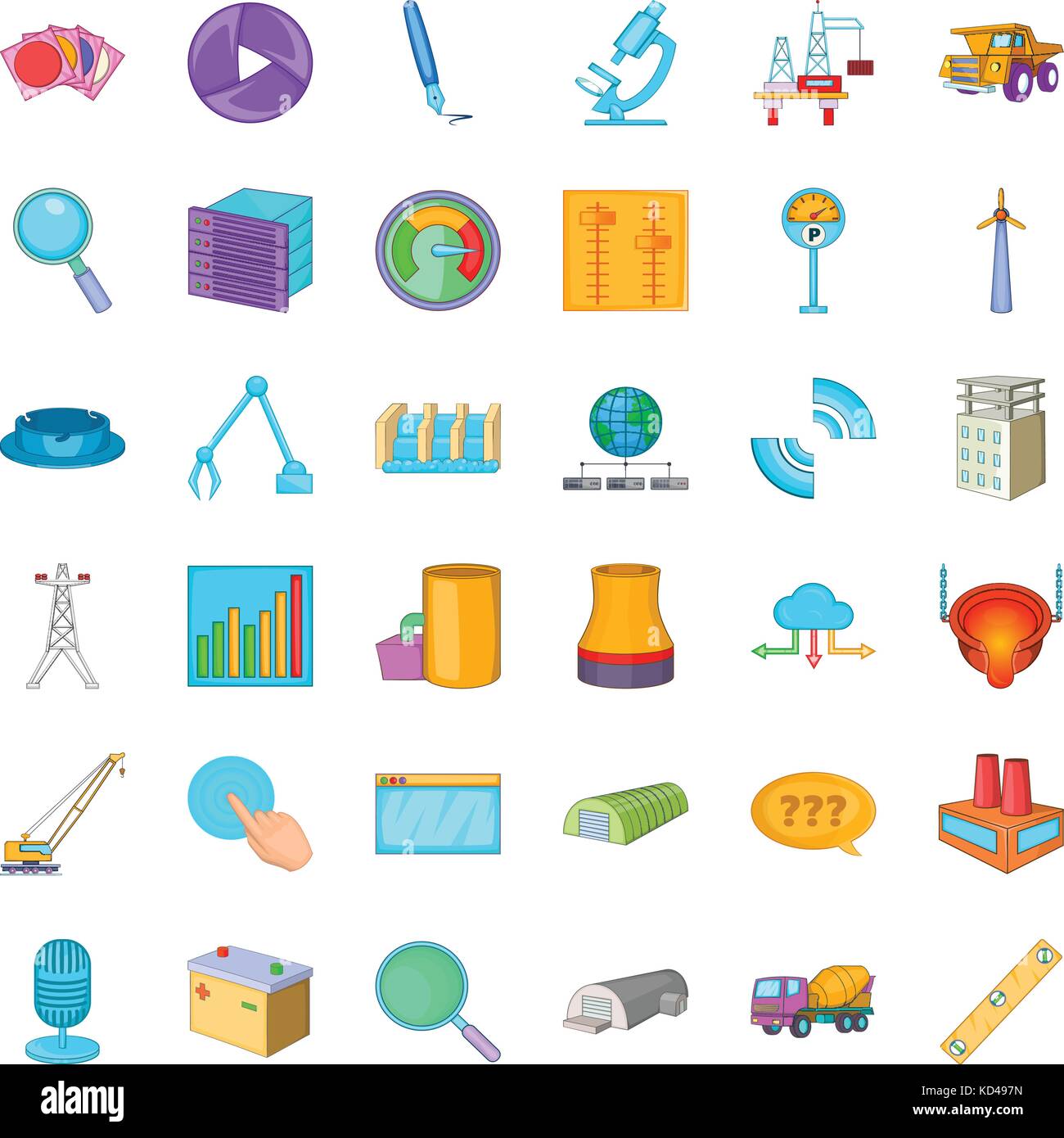 Engineering system icons set, cartoon style Stock Vector Image & Art ...