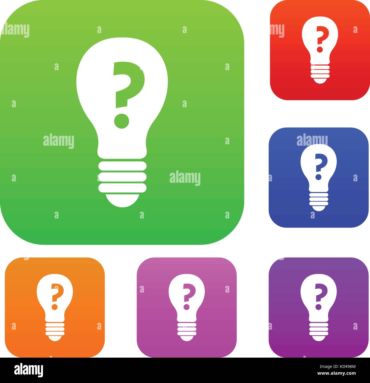 Light bulb with question mark inside set color collection Stock Vector ...
