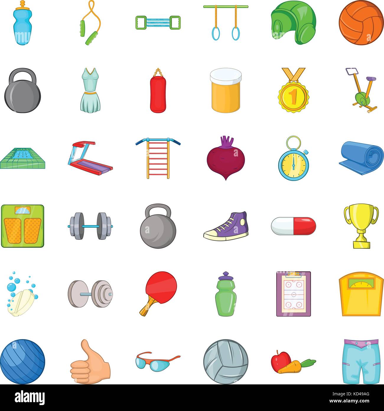 Bodybuilding icons set, cartoon style Stock Vector Image & Art - Alamy