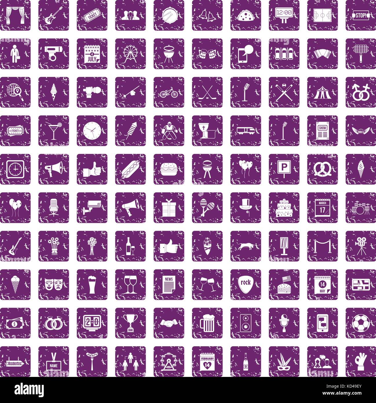 100 events icons set grunge purple Stock Vector Image & Art - Alamy
