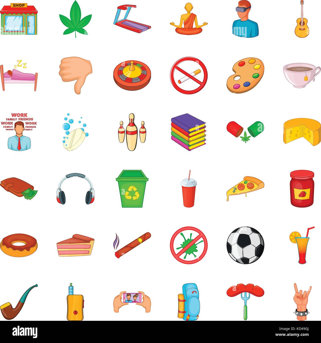 Smoking icons set, cartoon style Stock Vector Image & Art - Alamy