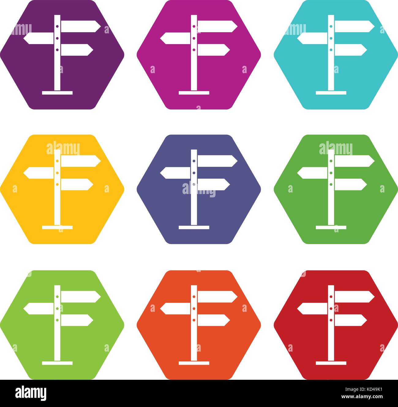 Direction signs icon set color hexahedron Stock Vector Image & Art - Alamy