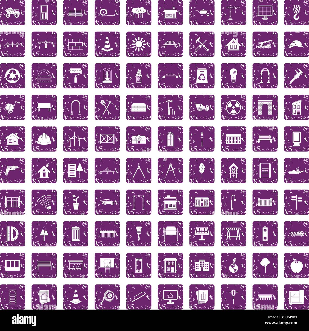 100 architecture icons set grunge purple Stock Vector Image & Art - Alamy