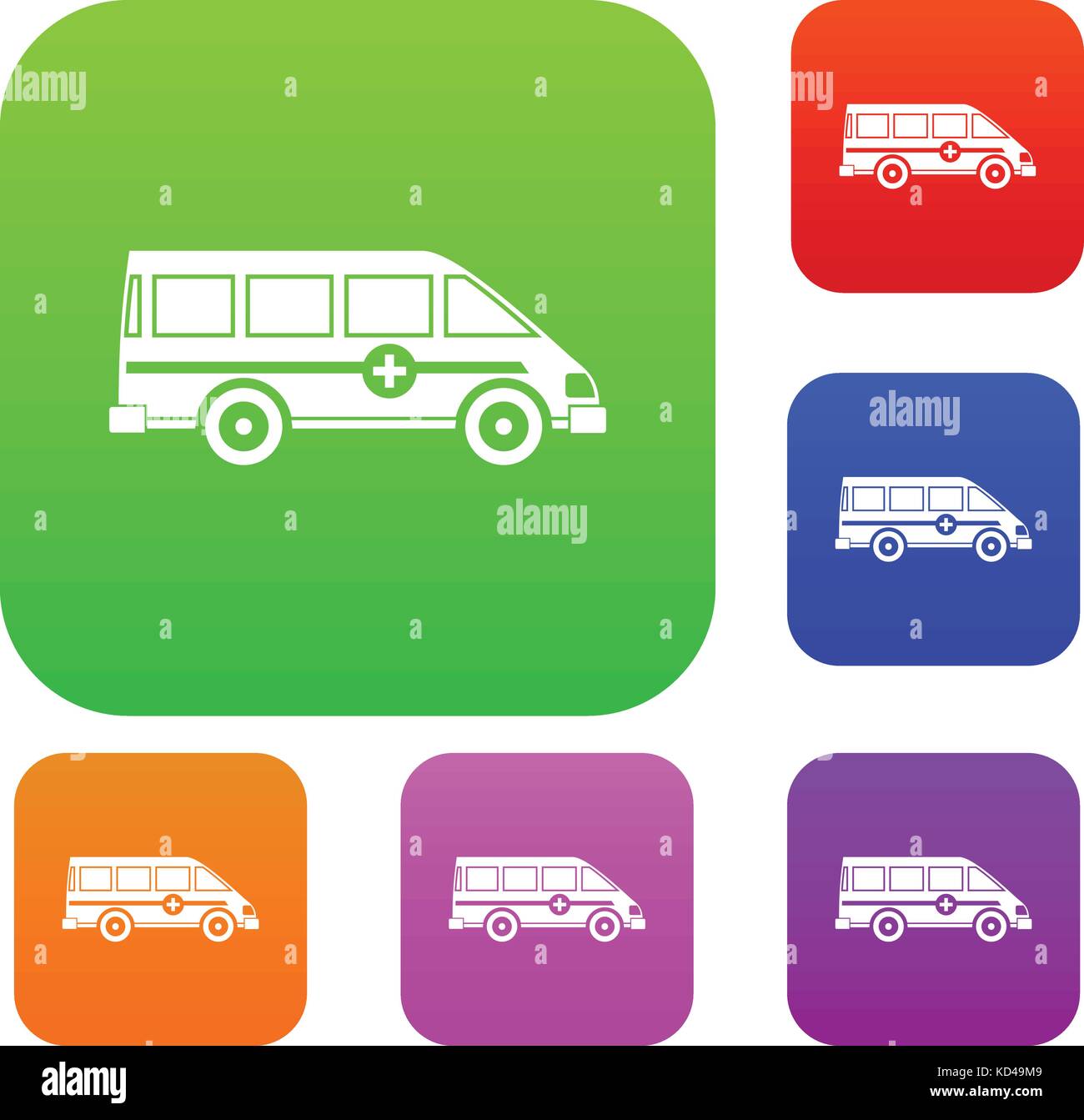 Ambulance emergency van set color collection Stock Vector Image & Art ...