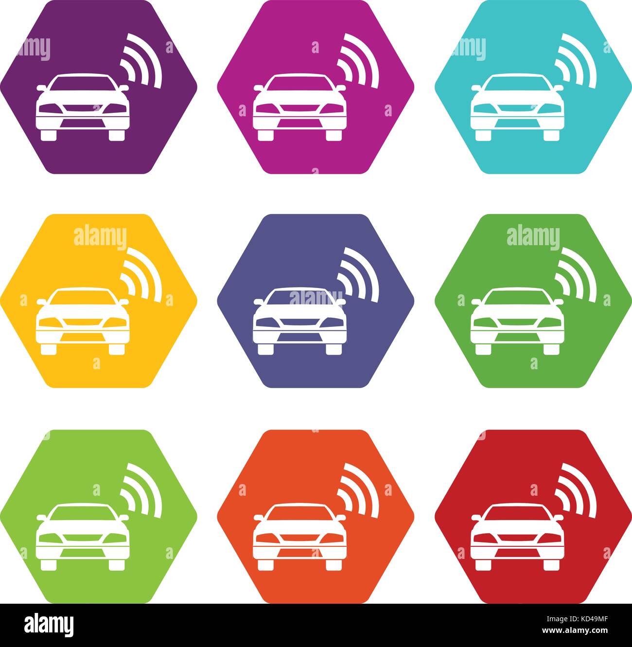 Car with wifi sign icon set color hexahedron Stock Vector Image & Art ...