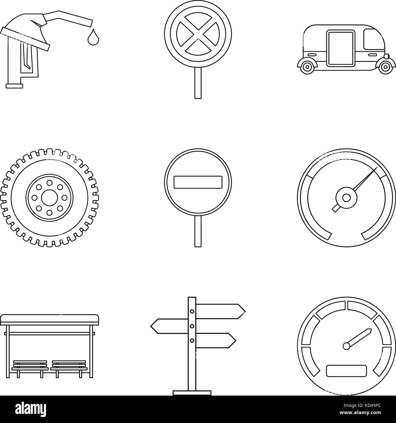 Long road icons set, outline style Stock Vector Image & Art - Alamy