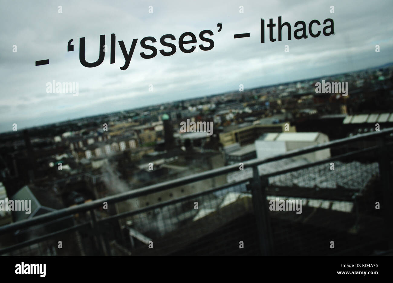 Window with the word 'Ulysses - Ithaca' referencing Irish writer James ...