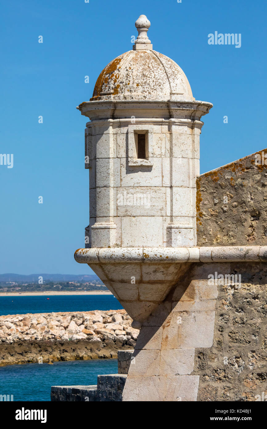 A view of Forte da Ponta da Bandeira on the Algarve coast in Lagos ...
