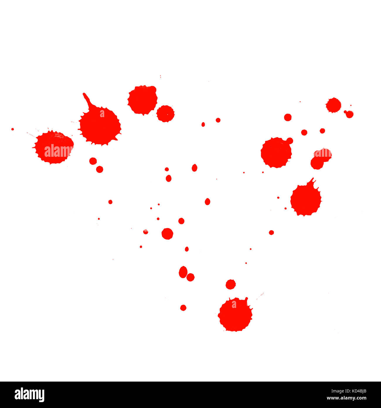 Group of red paint splashes isolated on white background Stock Photo ...