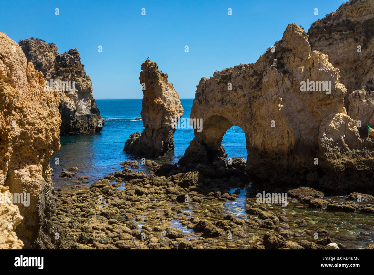 A view of the beautiful grottos at Ponta da Piedade in Lagos, Portugal ...