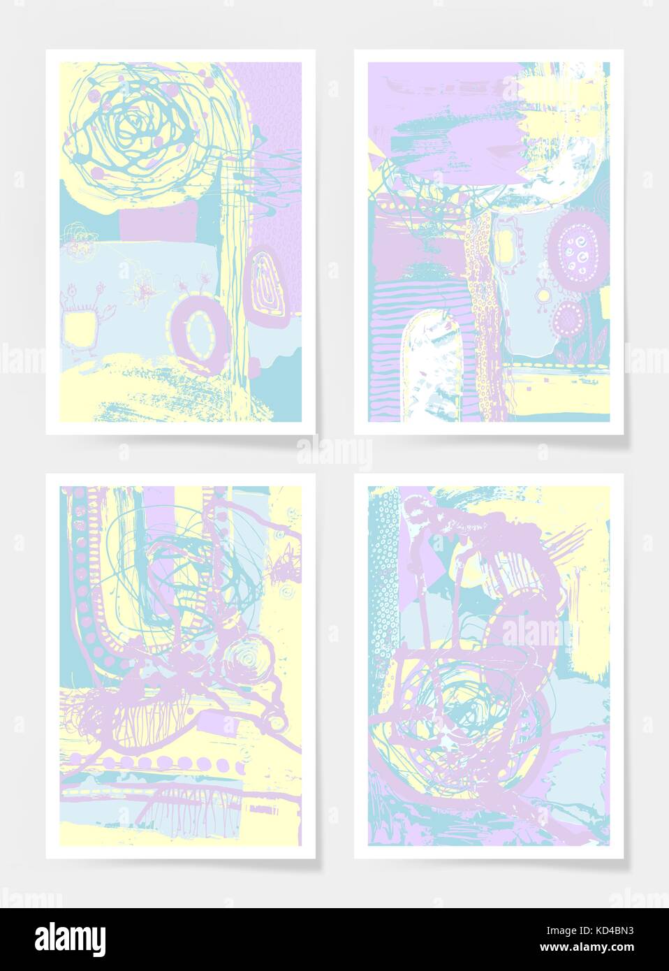 set of four pieces blank A4 sheet contemporary abstract painting Stock ...