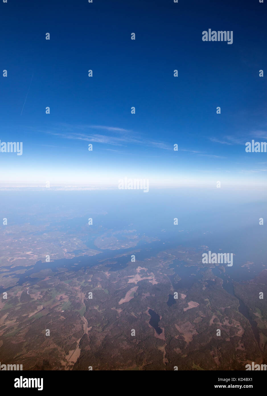High altitude view between sky and space , in to the dark. Sky view ...