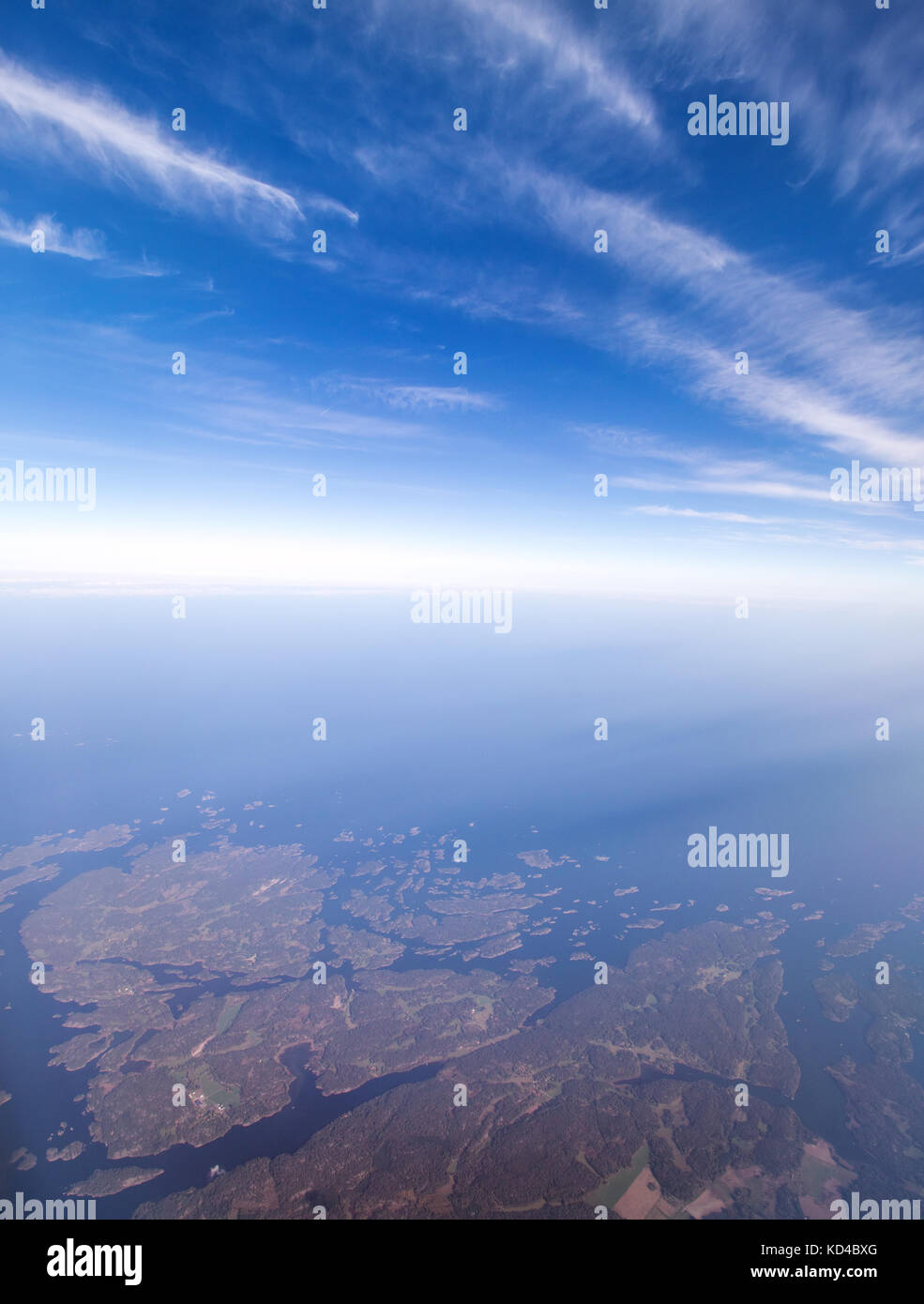 High altitude view between sky and space , in to the dark. Sky view ...