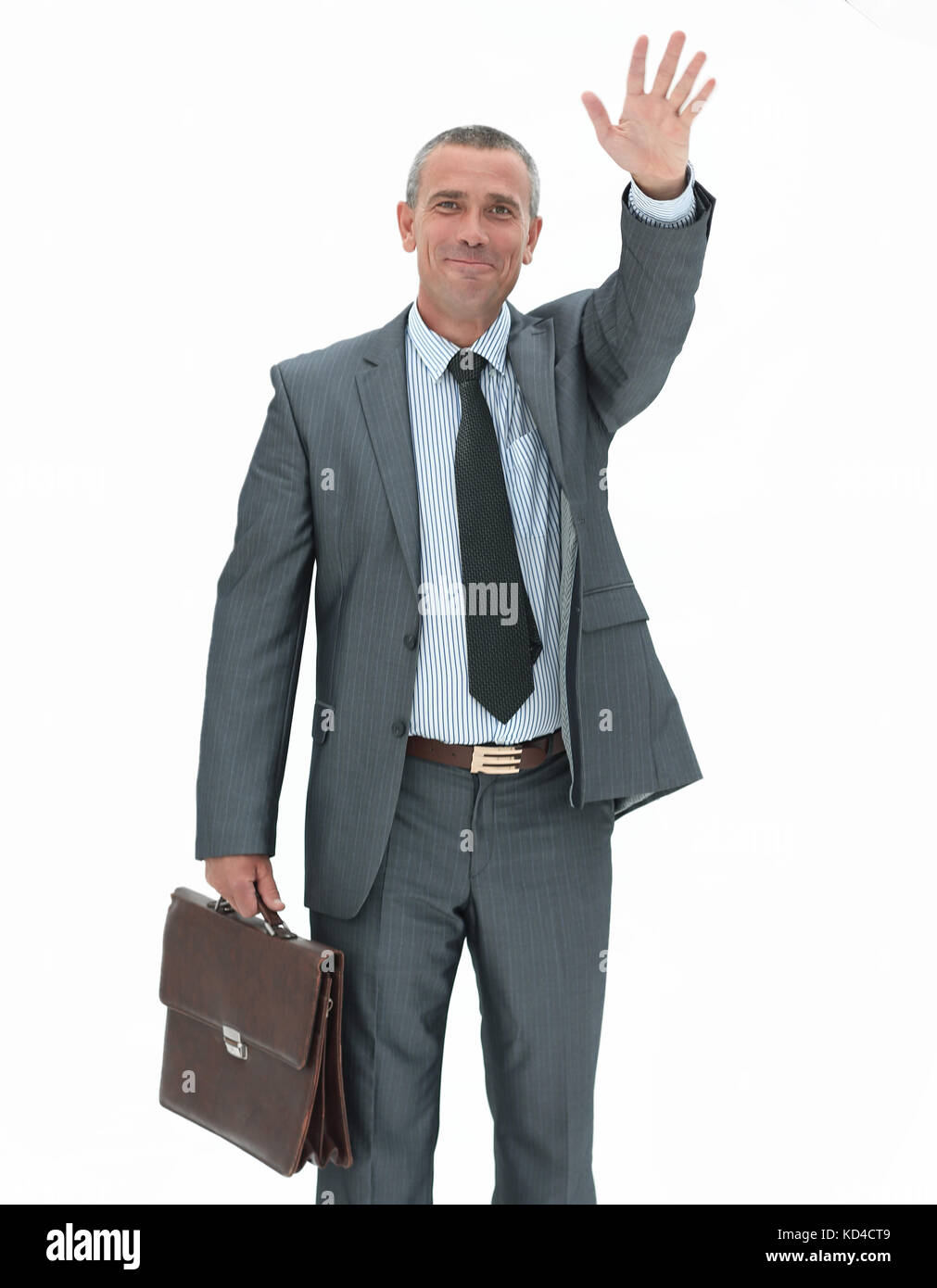 confident businessman making a welcoming hand gesture Stock Photo - Alamy