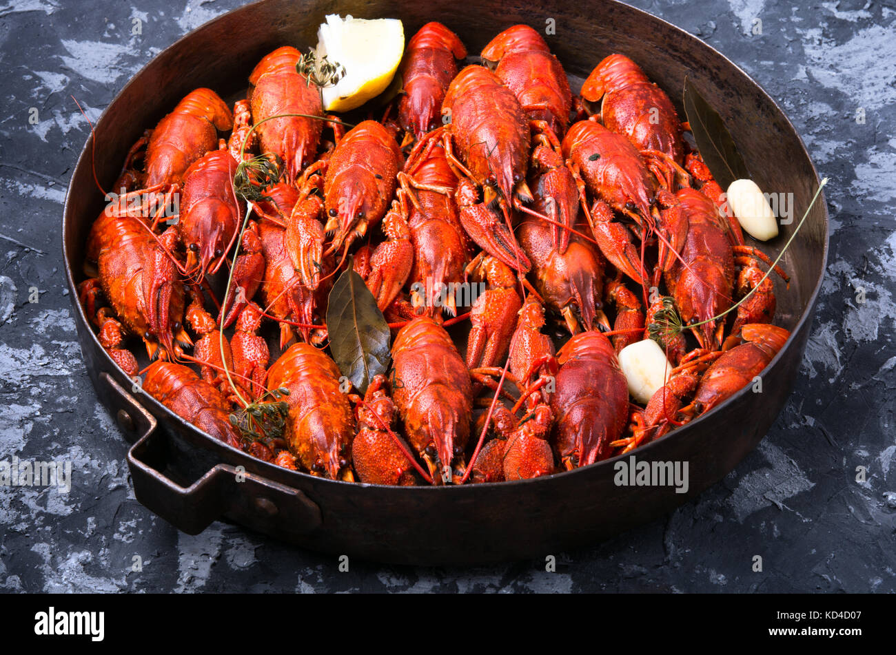 tasty seafood boiled shellfish served in tray Stock Photo - Alamy