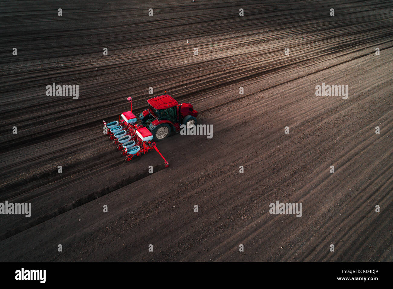 Aerial top view tractor harvester hi-res stock photography and images ...
