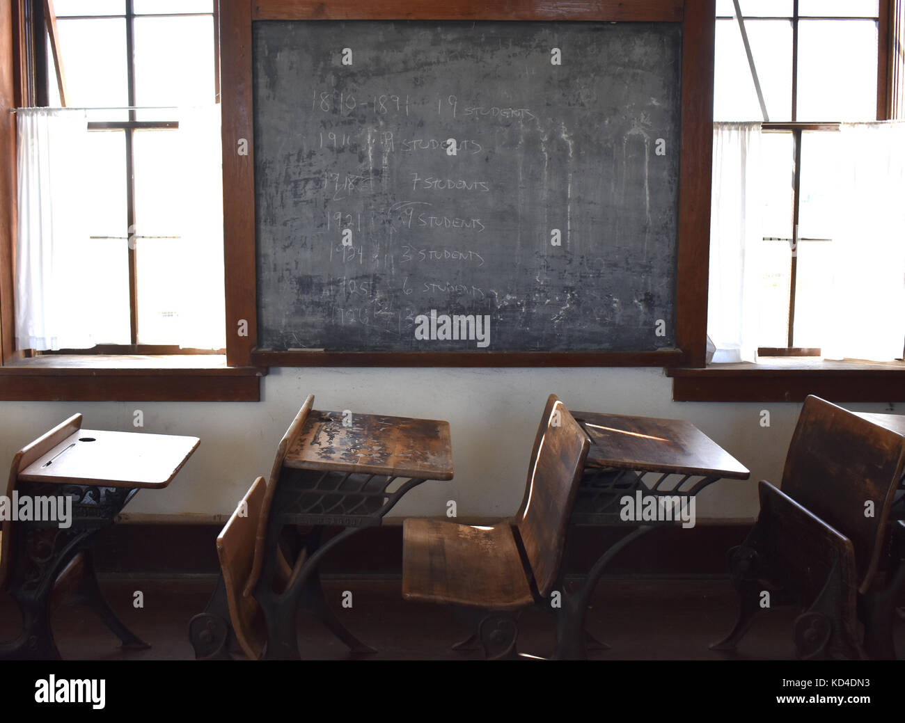 Fox Creek School - interior of a one room schoolhouse blackboard and ...