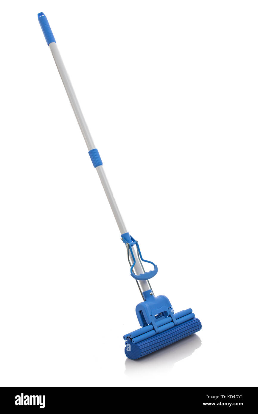 Cleaning floor with mop isolated on white background Stock Photo - Alamy