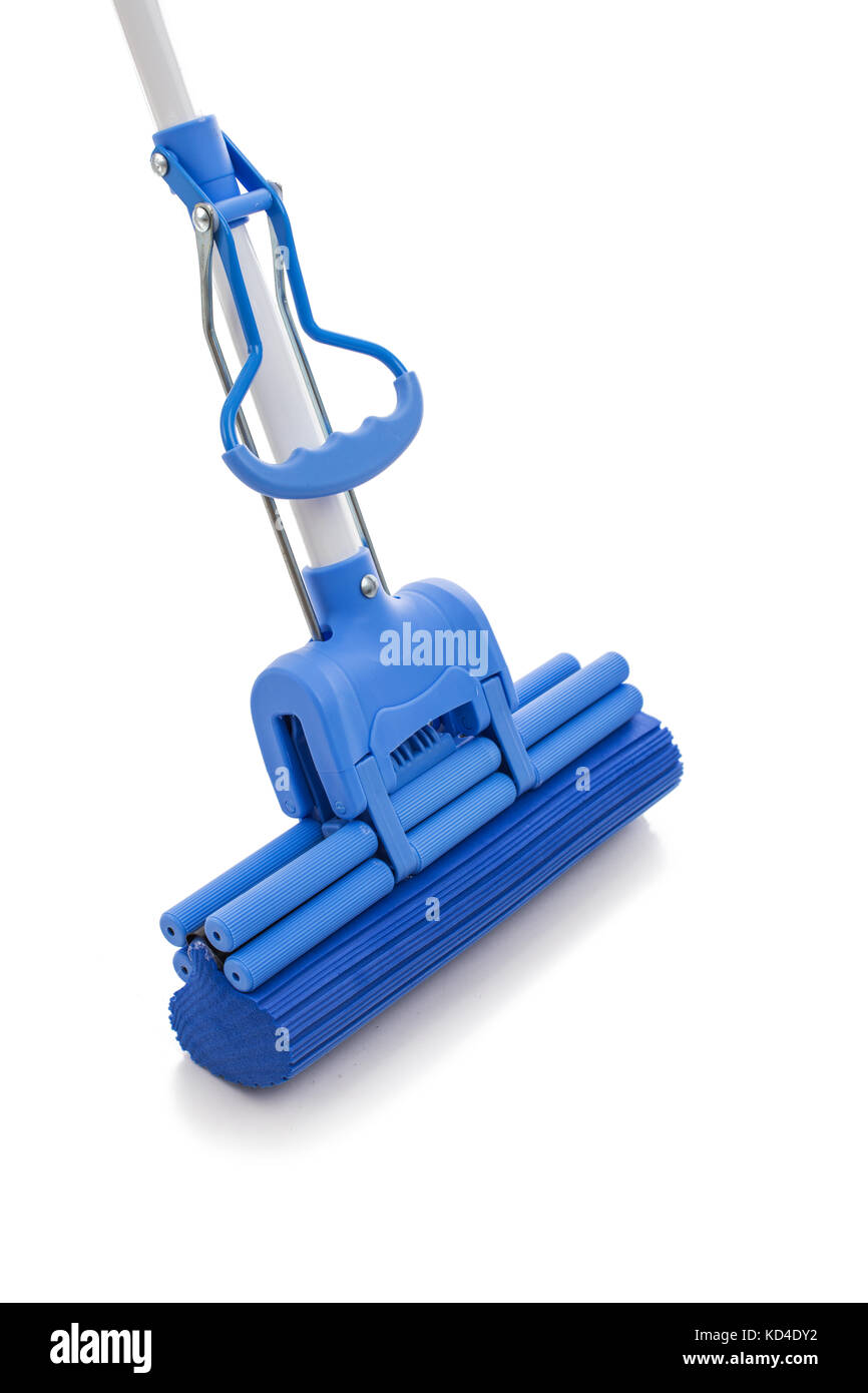 Cleaning floor with mop isolated on white background Stock Photo - Alamy