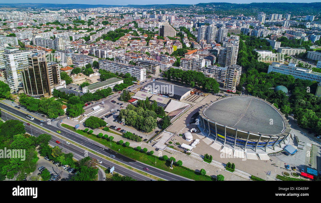 Varna 2017 at summer time, aerial view near the sea garden and city ...
