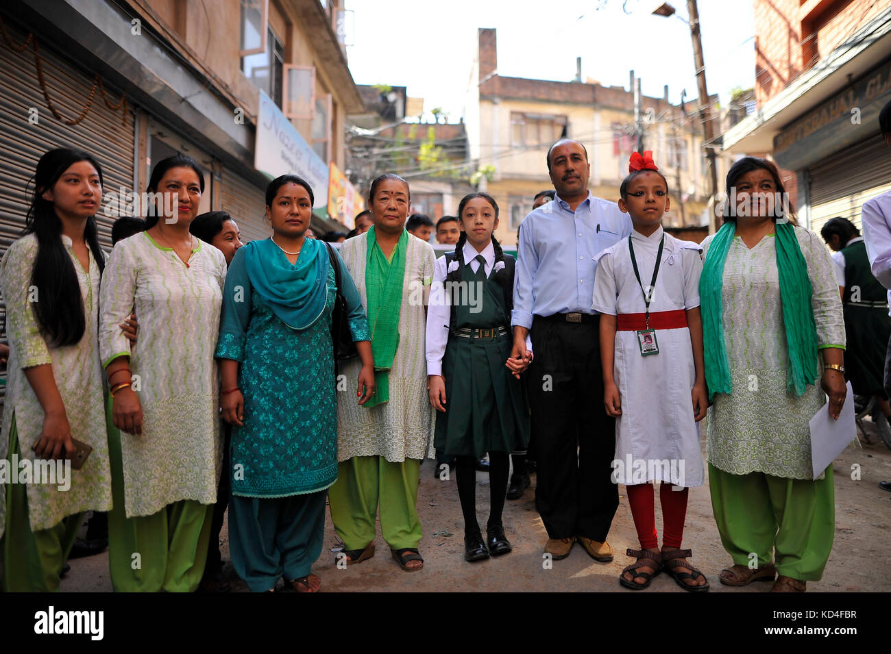 Kathmandu, Nepal. 09th Oct, 2017. School Teachers of Green Peace Co-Ed ...