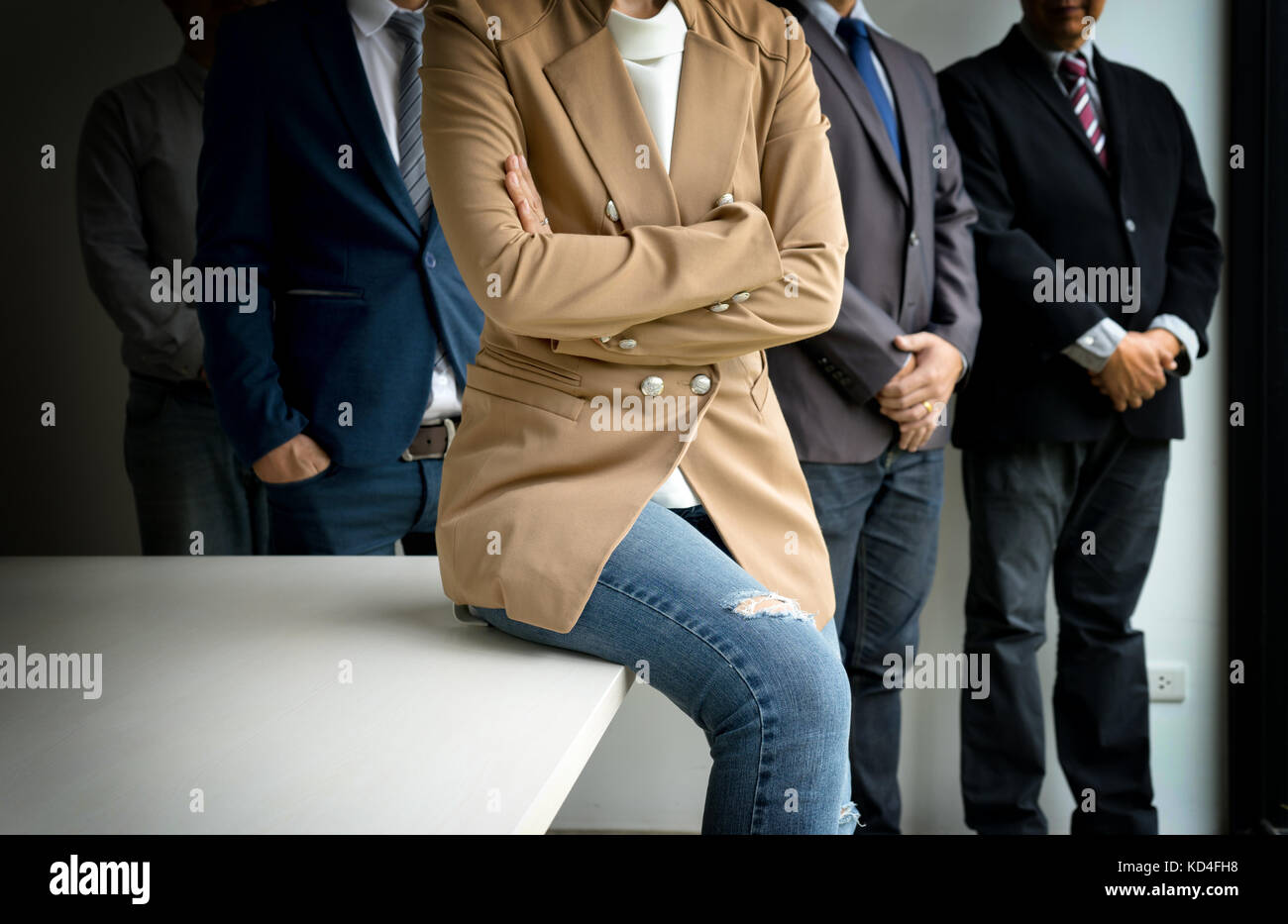 businesswoman be a leader of the business team boss stand in front of ...