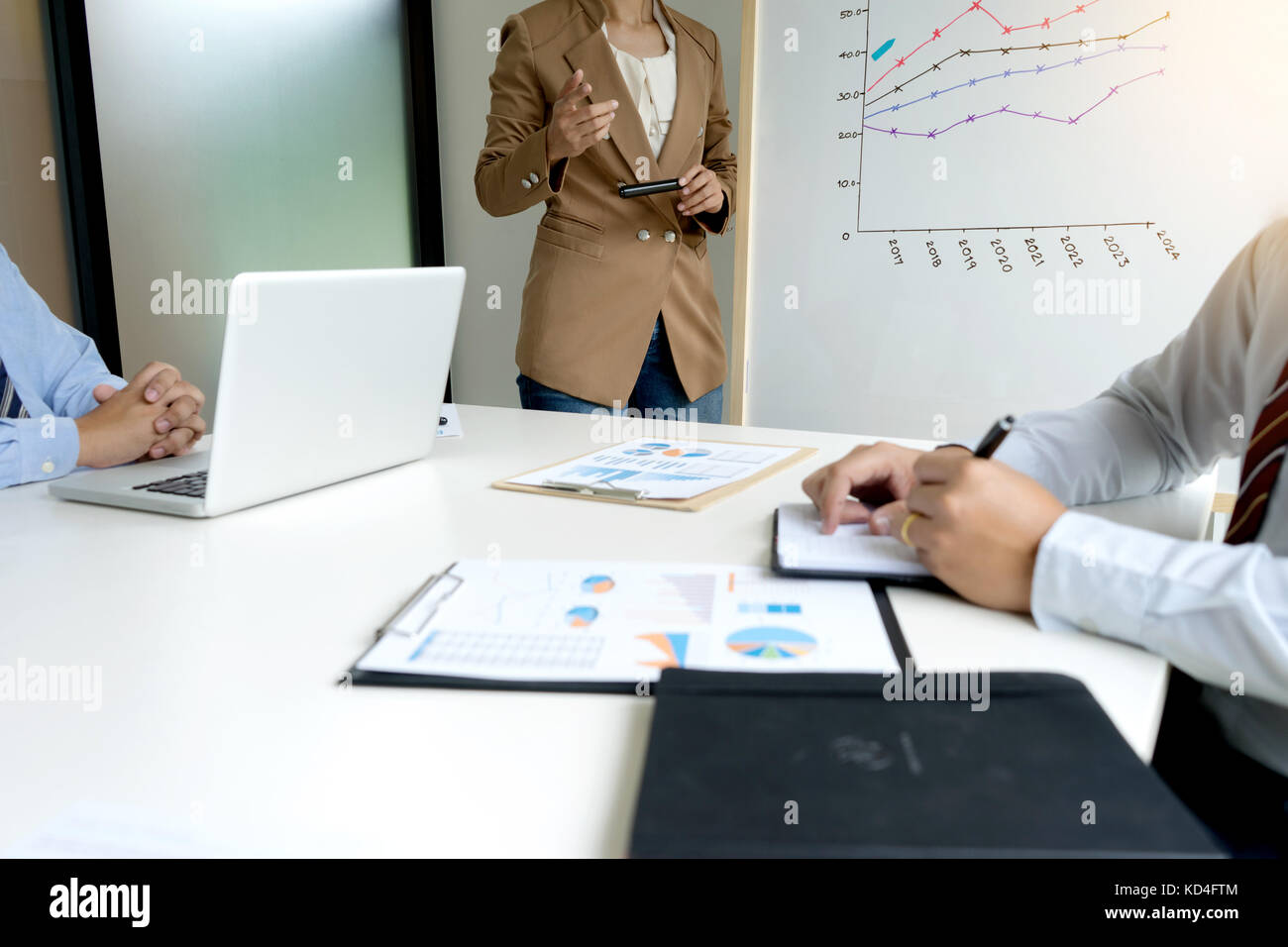 presentation in business group meeting show chart graph on board Stock ...