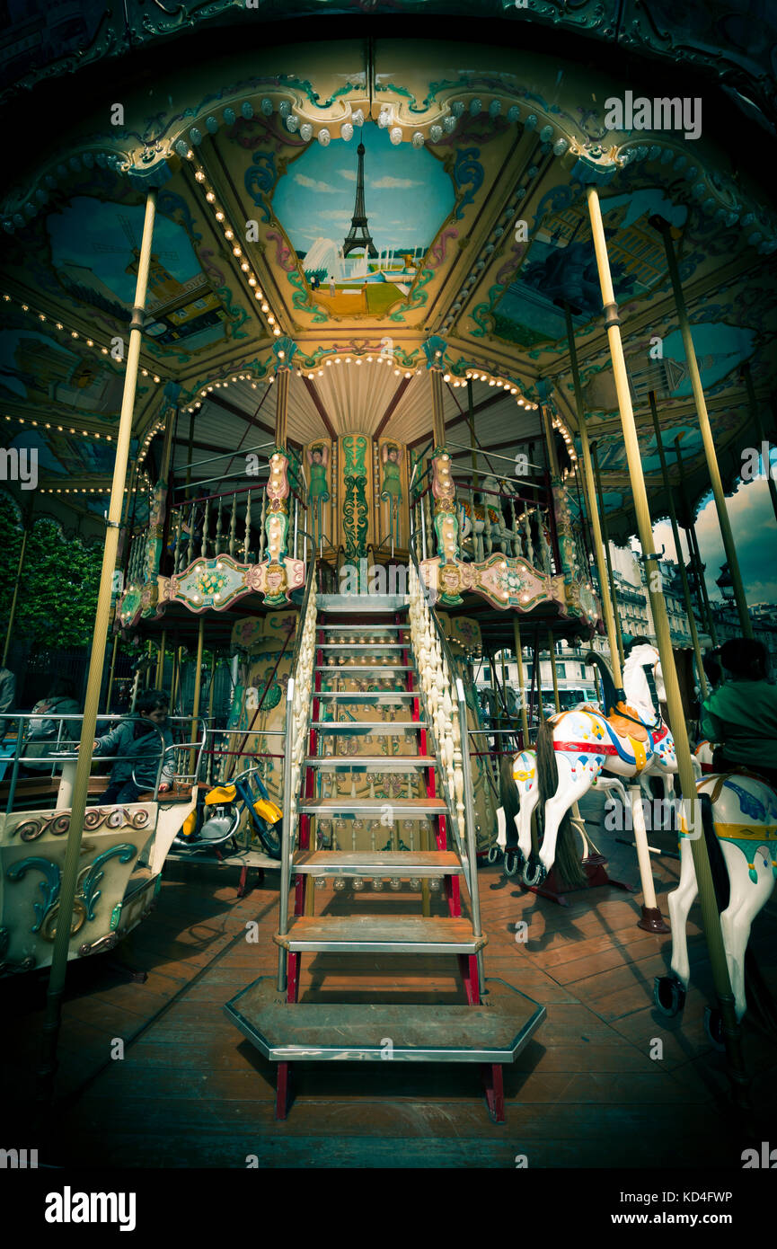 Carousel on the square near Paris city hall Stock Photo - Alamy