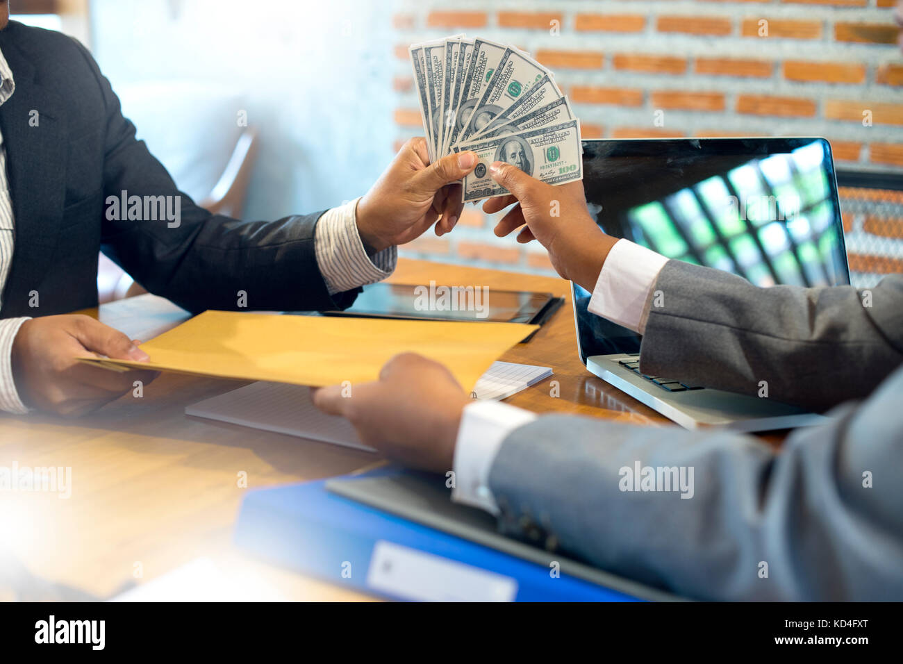 Business man give bribe to the officer concept corruption Stock Photo ...