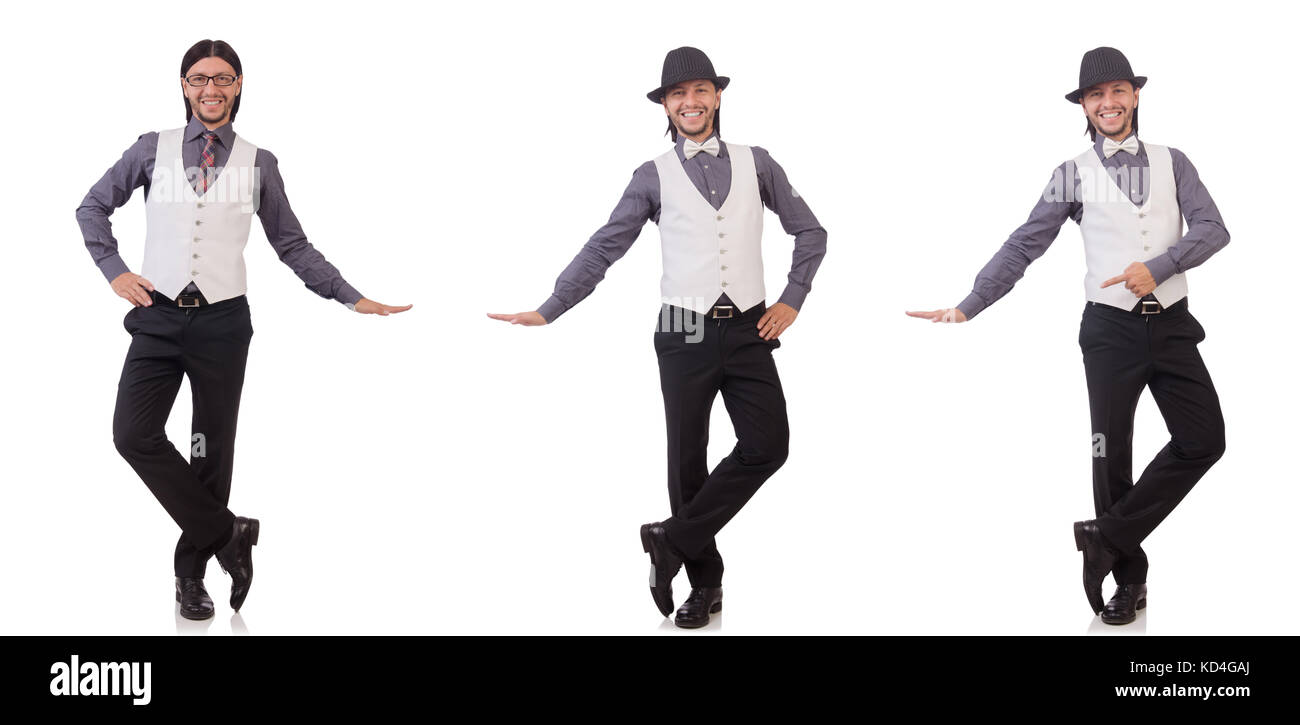 Young man in gray shirt and black hat isolated on white Stock Photo - Alamy