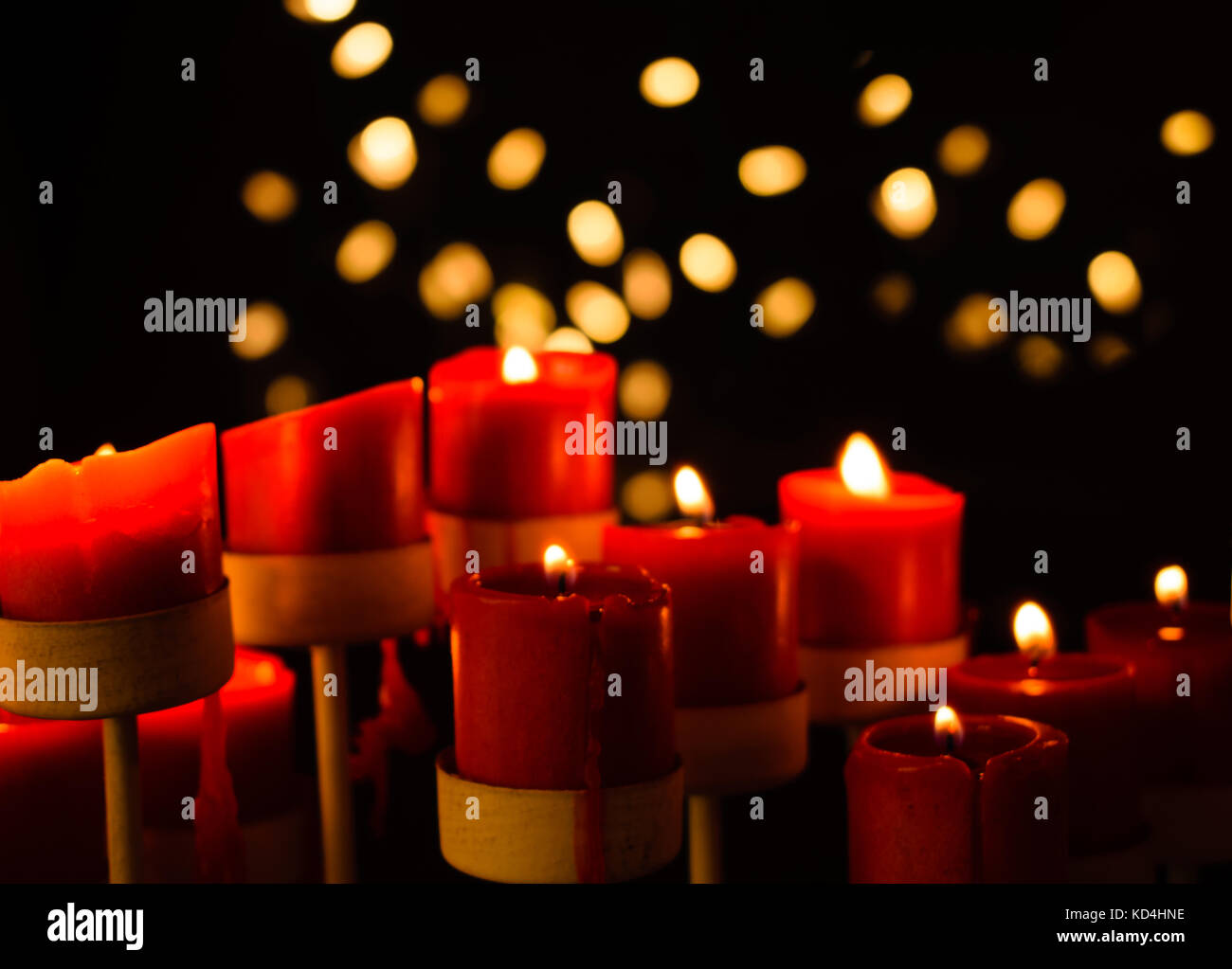 Red Candles with Bokeh Stock Photo - Alamy