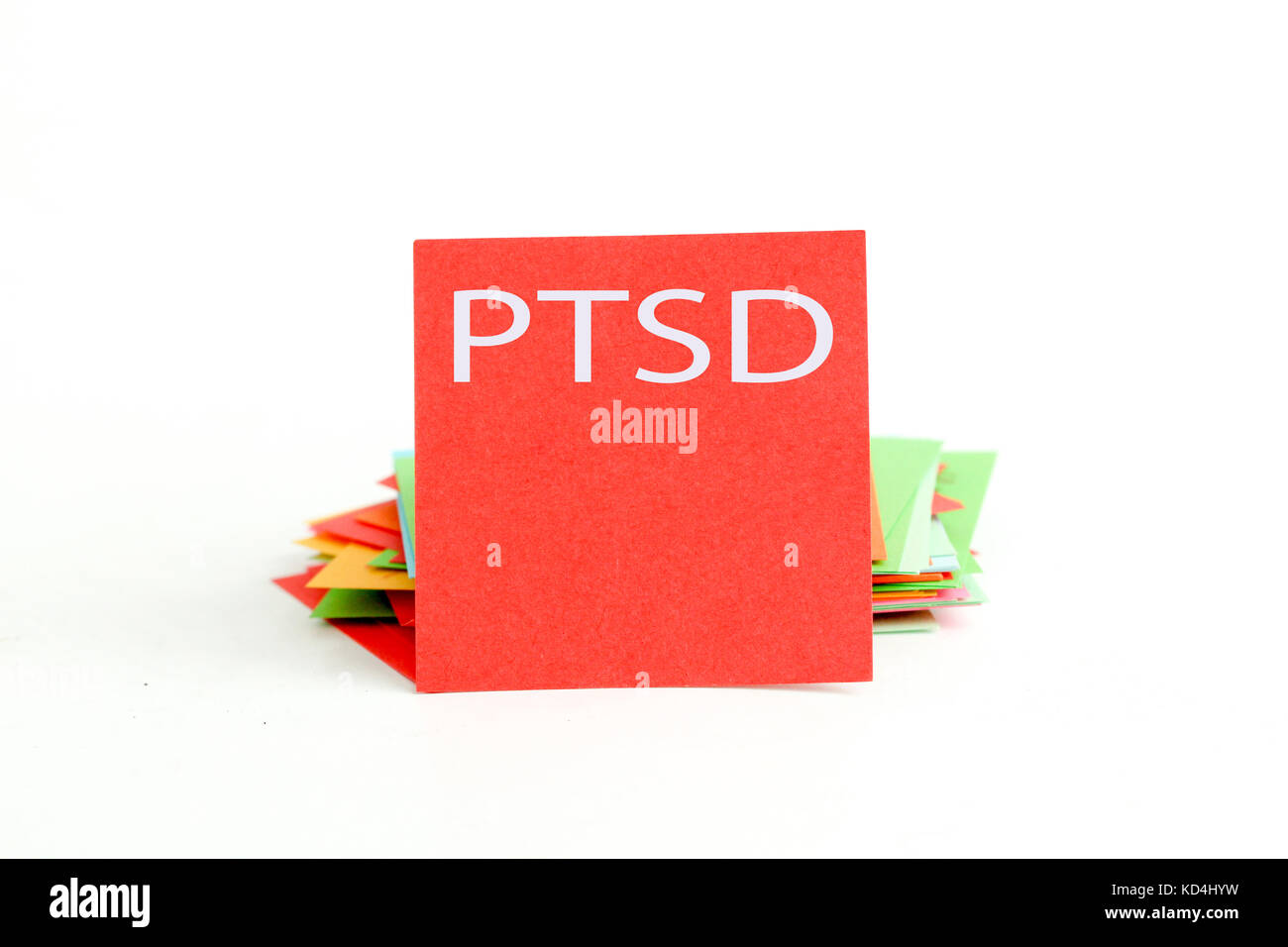 picture of a red note paper with text ptsd Stock Photo - Alamy