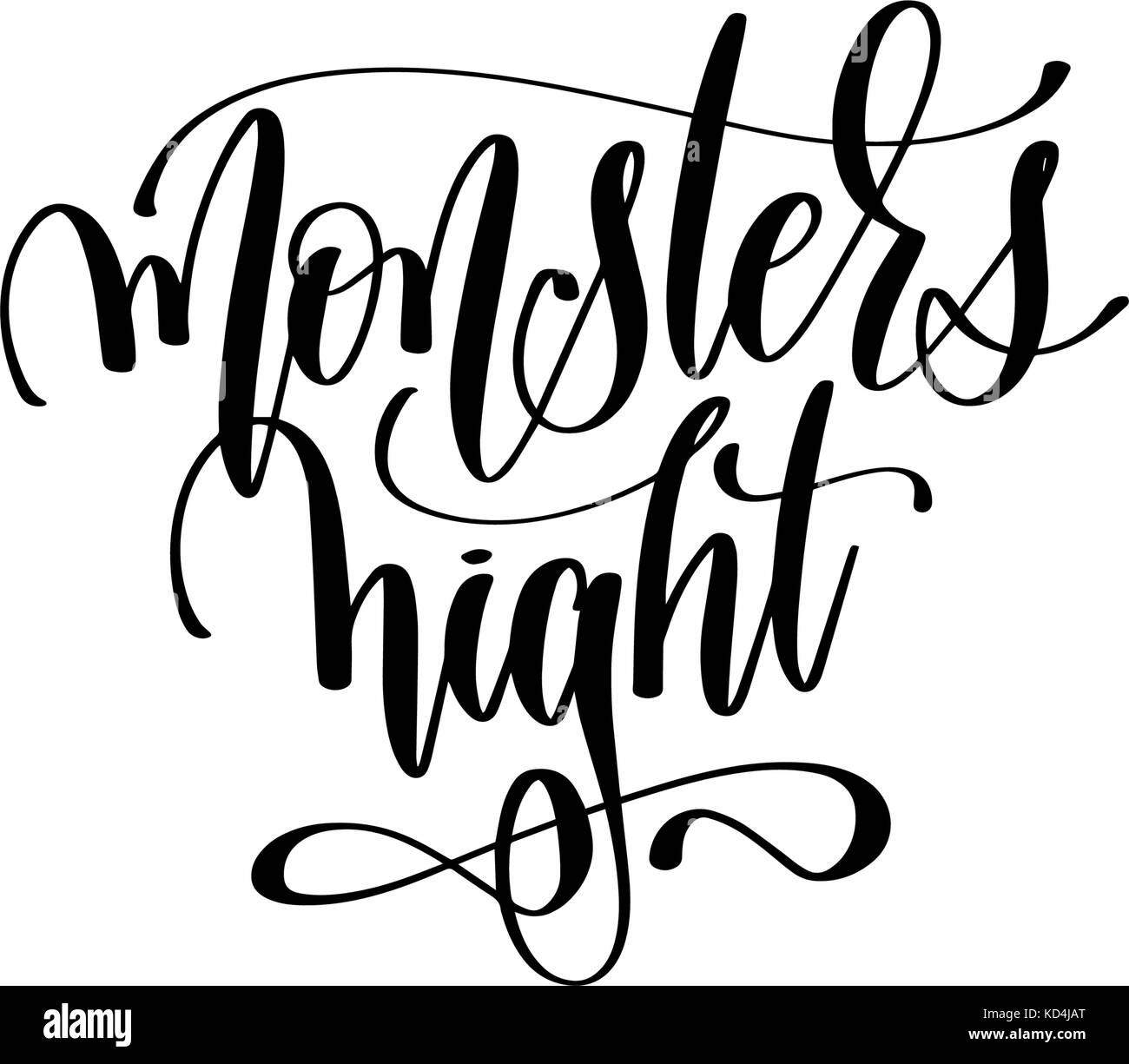 monsters night hand lettering halloween holiday inscription Stock ...