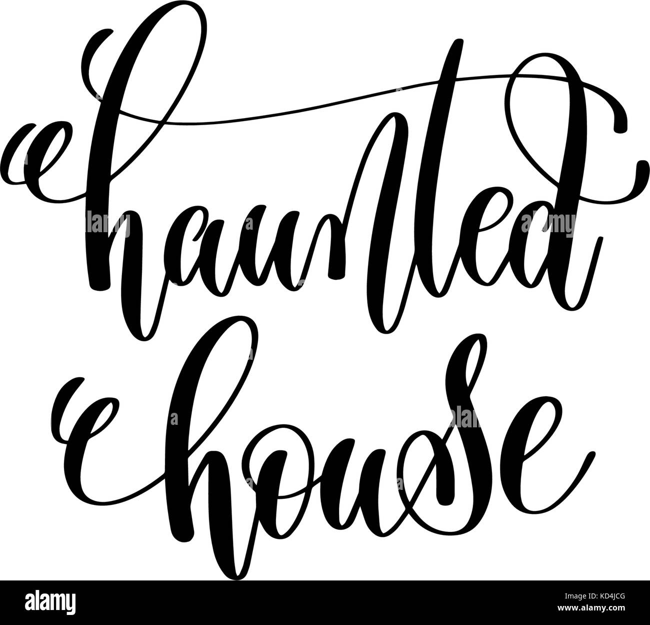 haunted house hand lettering holiday inscription Stock Vector Image ...