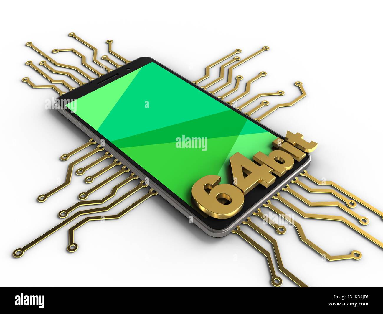 3d illustration of mobile phone over white background with electronic ...