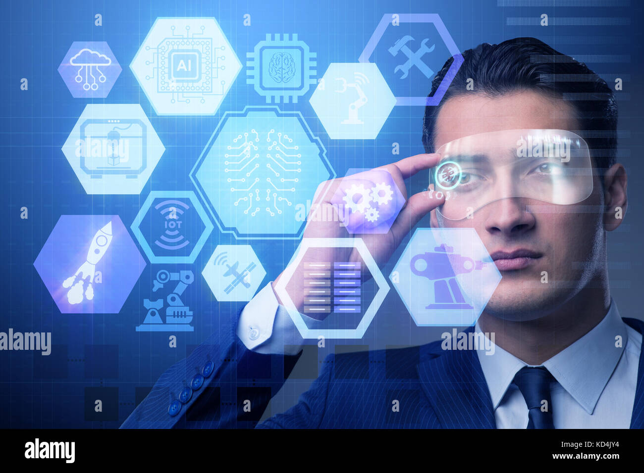 Artificial intelligence concept with businessman Stock Photo - Alamy