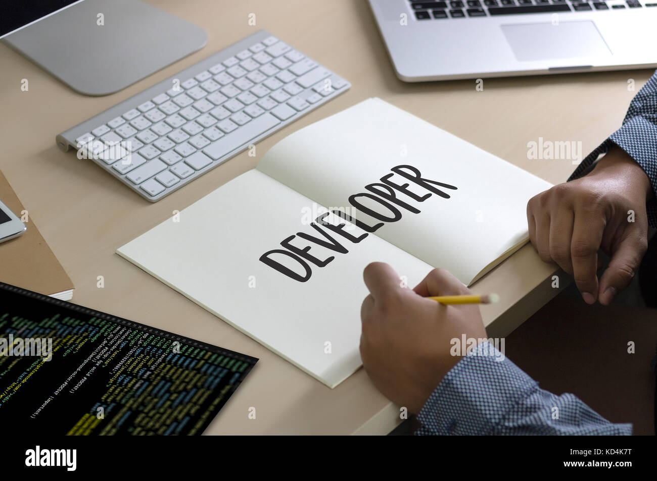Developer Team Working Laptop Computer Mobile Application Softwareand Web Design Online ...