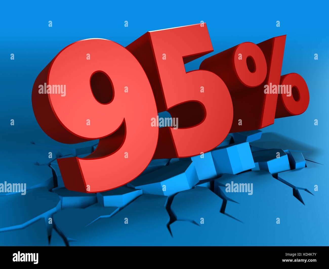 3d illustration of 95 percent discoun over blue background Stock Photo ...