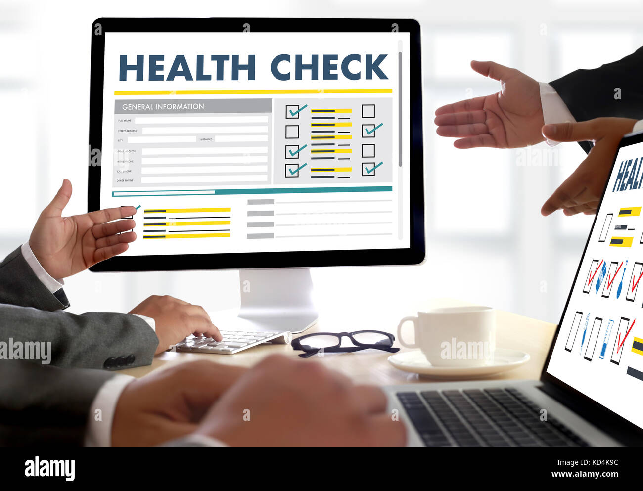 Digital HEALTH CHECK Concept working with computer interface as medical ...
