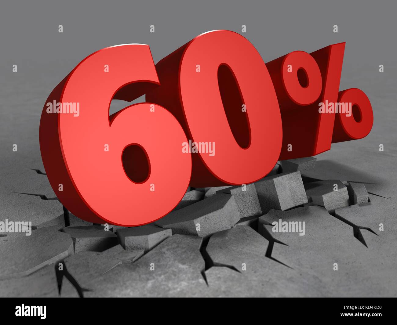 3d illustration of 60 percent discount over concrete background Stock ...
