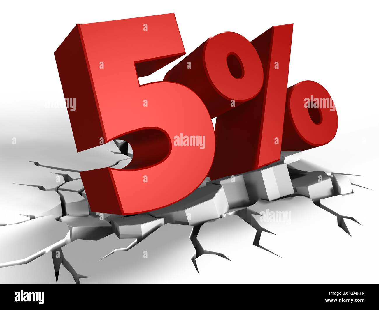 3d illustration of 5 percent discount over white background Stock Photo ...