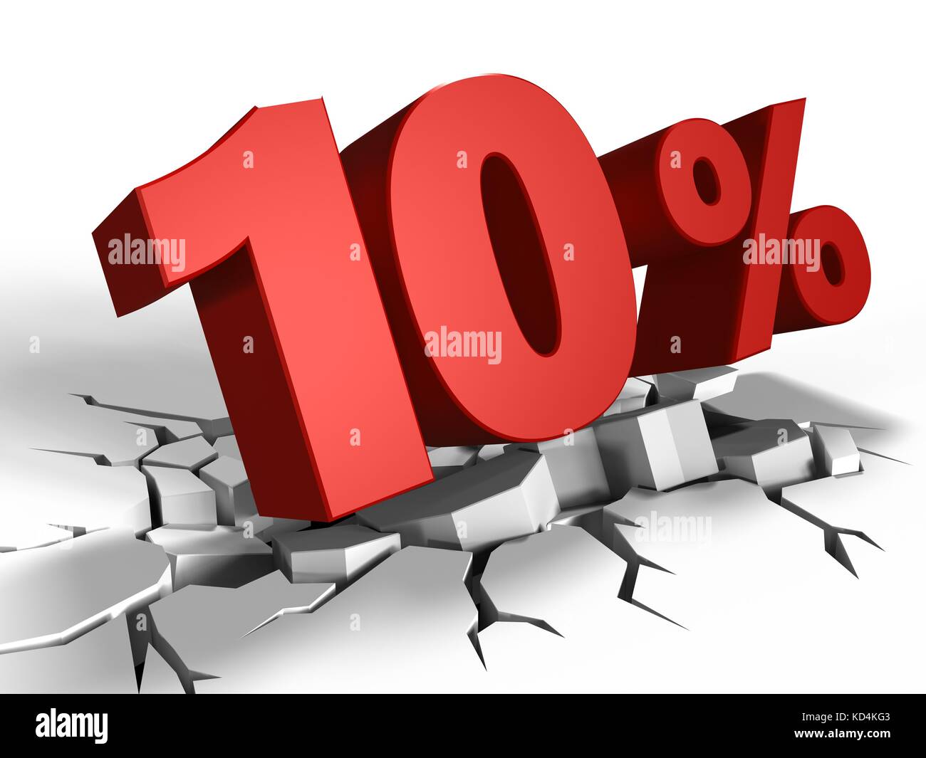 3d illustration of 10 percent discount over white background Stock ...