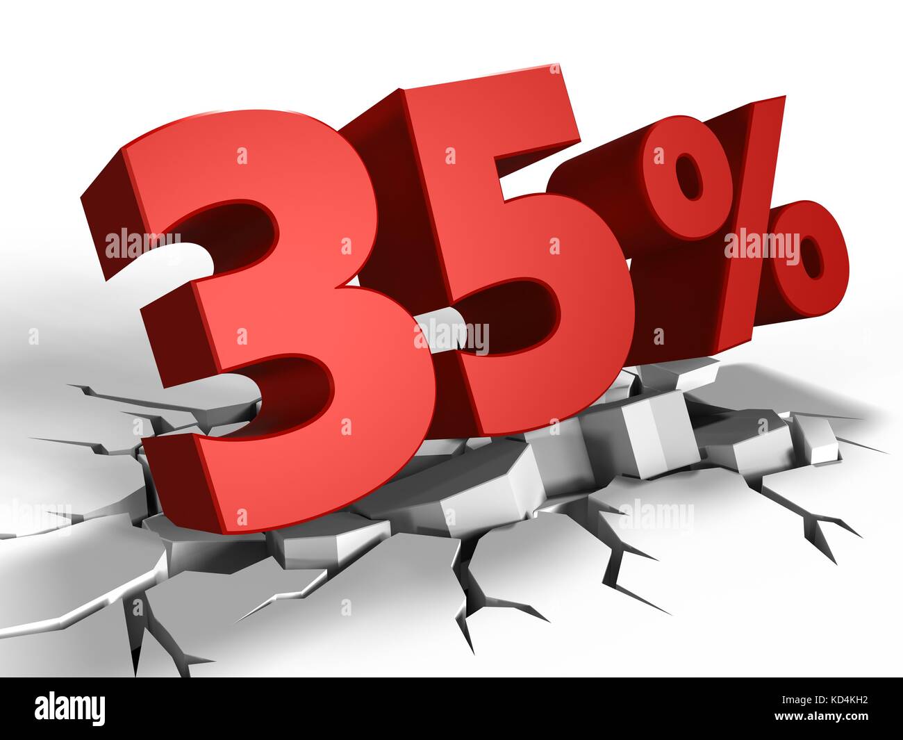 3d illustration of 35 percent discount over white background Stock ...